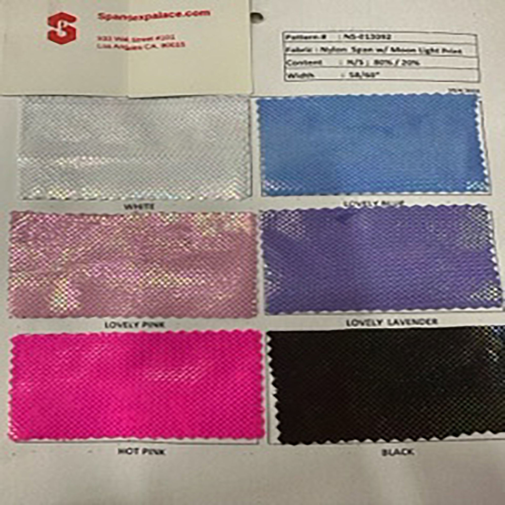 Comprehensive Nylon Spandex Moon Light Color Card | Spandex Palace