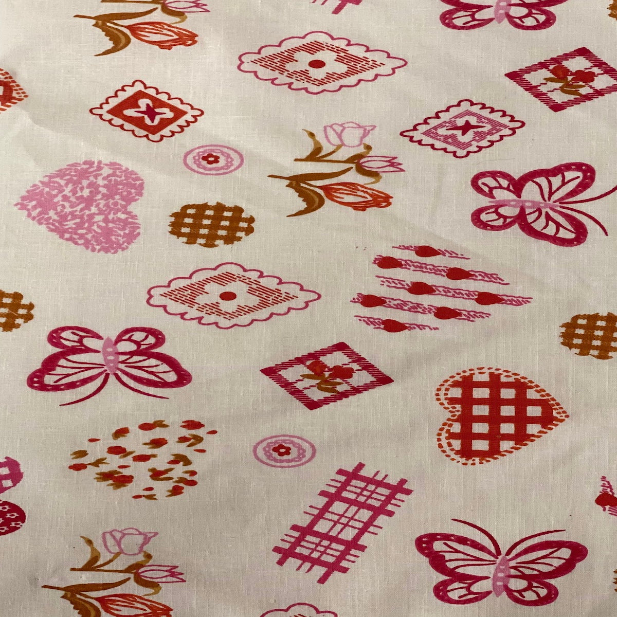 Hot Pink Butterfly Print Poly Cotton Fabric