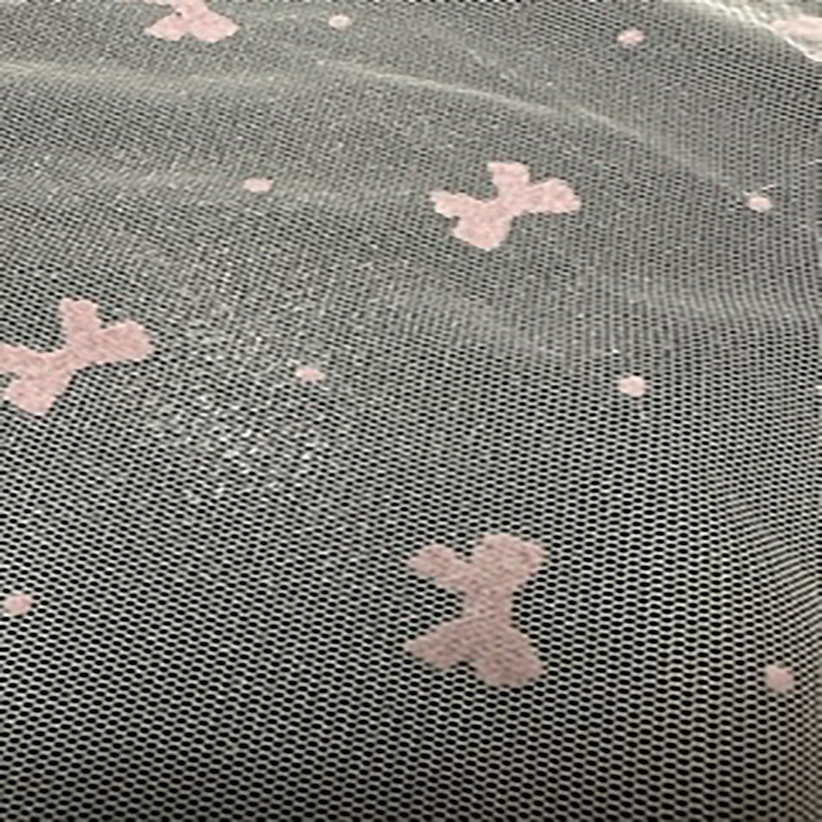 Bow Flocked Polyester Mesh Fabric | Spandex Palace