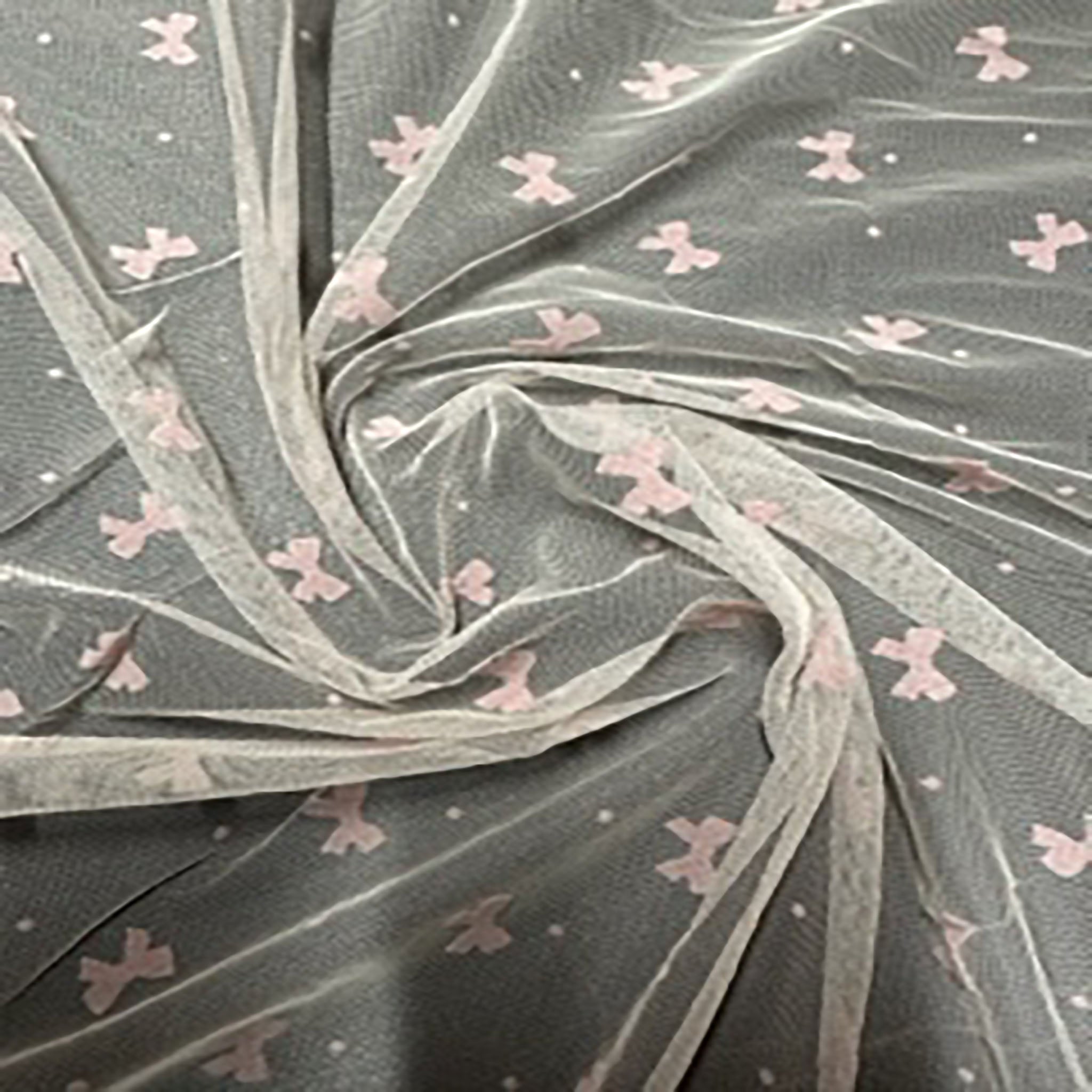 Bow Flocked Mesh Polyester| Elite Master Grade Design | Spandex Palace